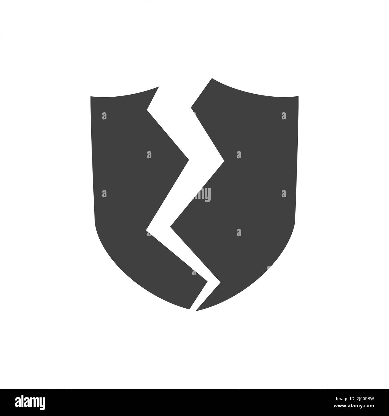 Broken shield vector icon. filled flat sign for mobile concept and web ...