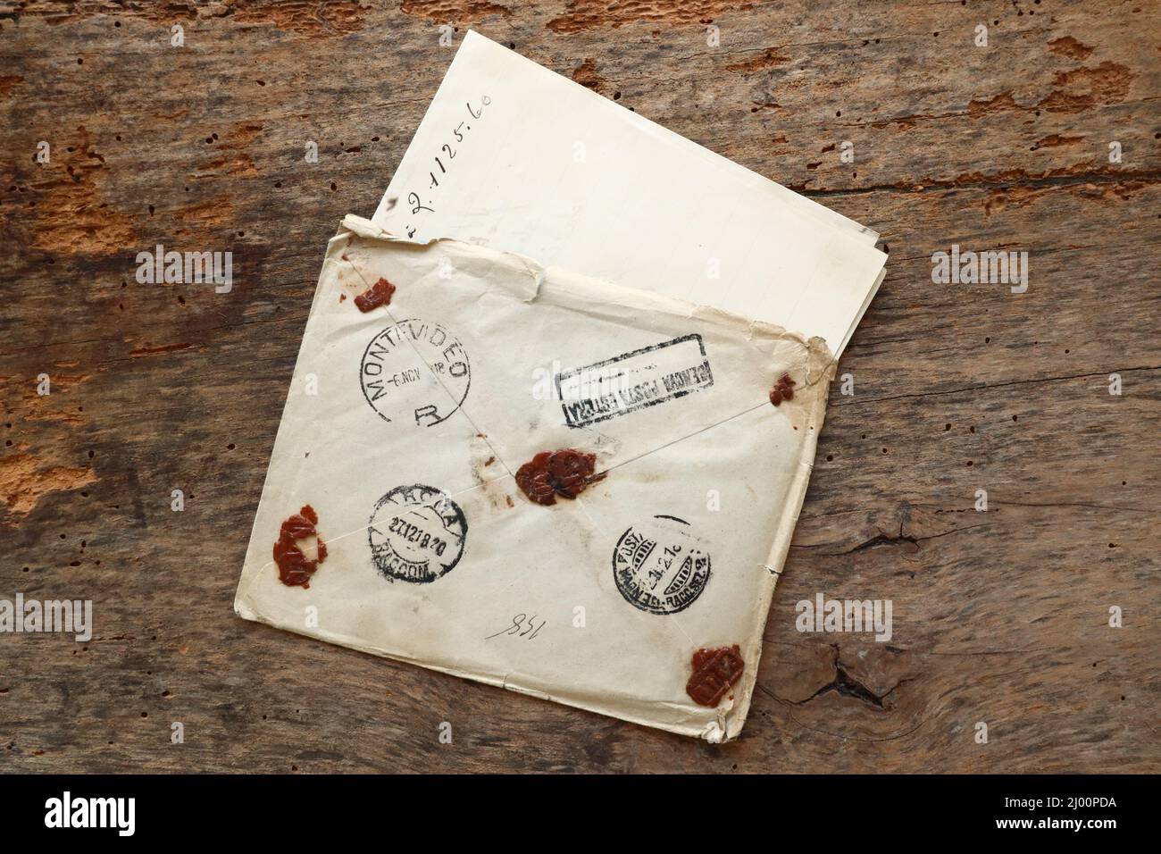 Old Envelope and Letter on a original 1800s wooden background Stock ...
