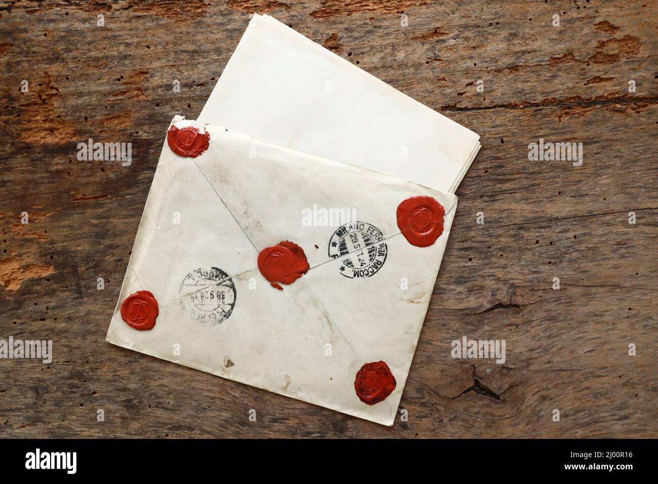 Old Envelope and Letter on a original 1800s wooden background Stock ...