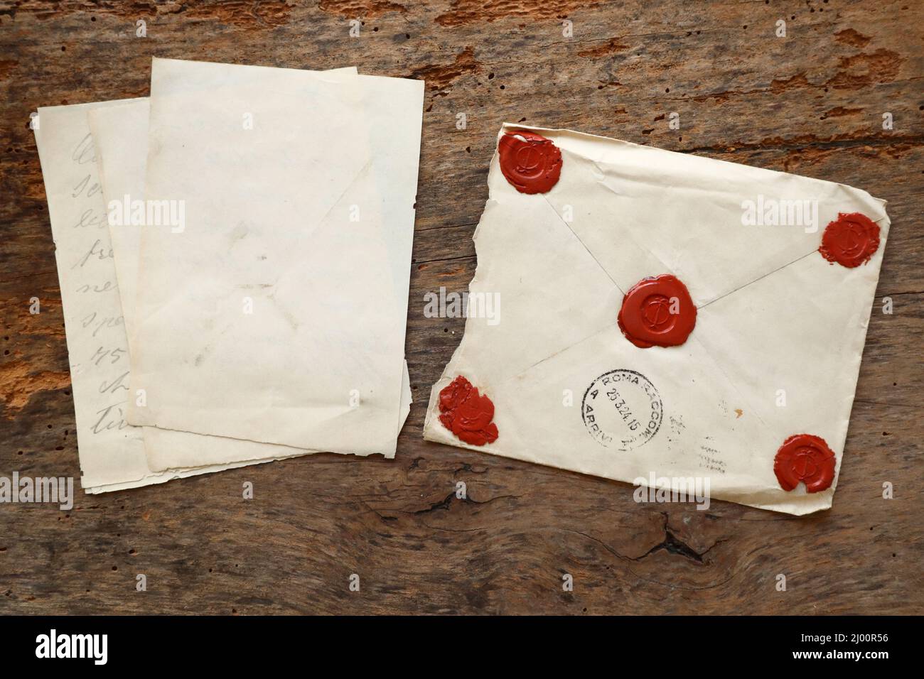 Old Envelope and Letter on a original 1800s wooden background Stock ...