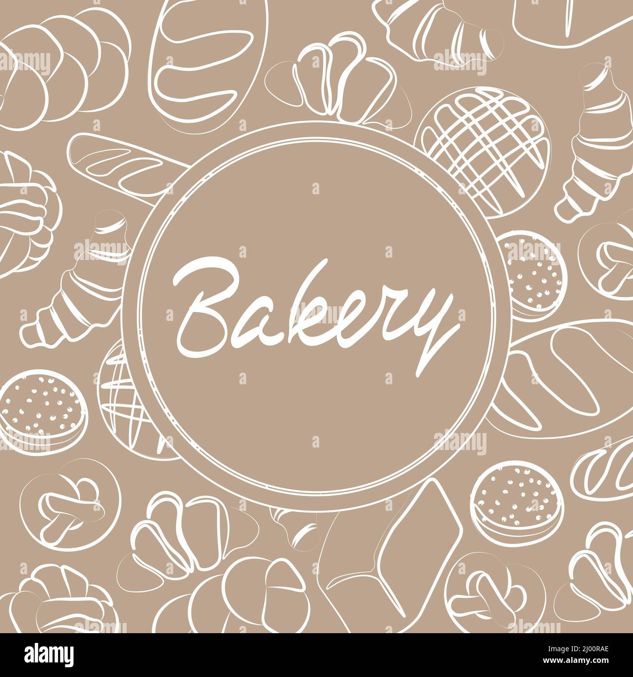 Trendy vector design for bakery or cafe.Illustrations of buns, bread ...