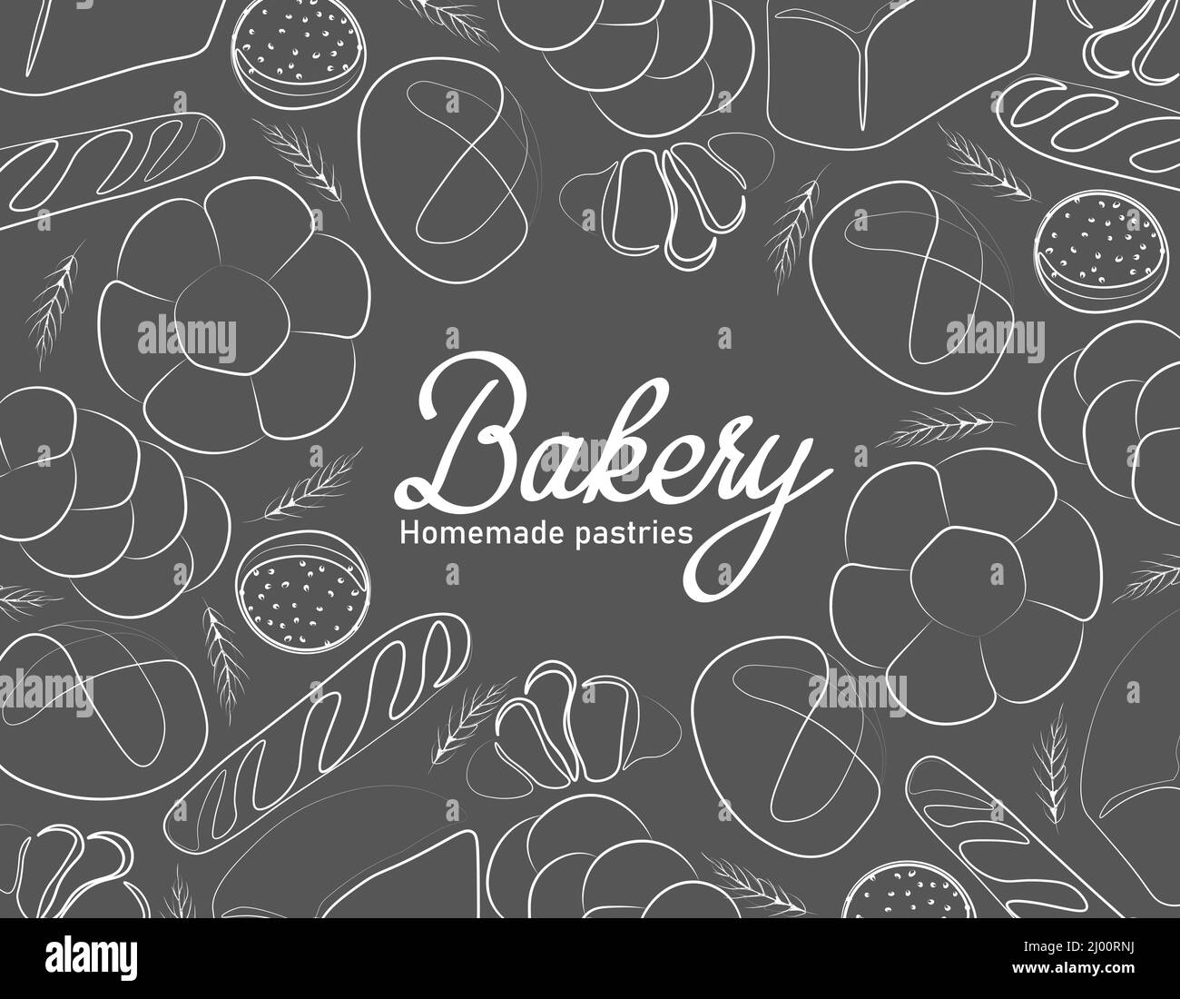 Trendy vector design for bakery or cafe.Illustrations of buns, bread ...