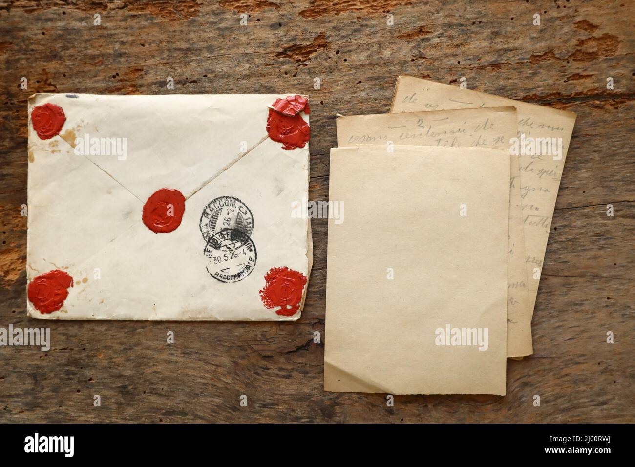 Old Envelope and Letter on a original 1800s wooden background Stock ...