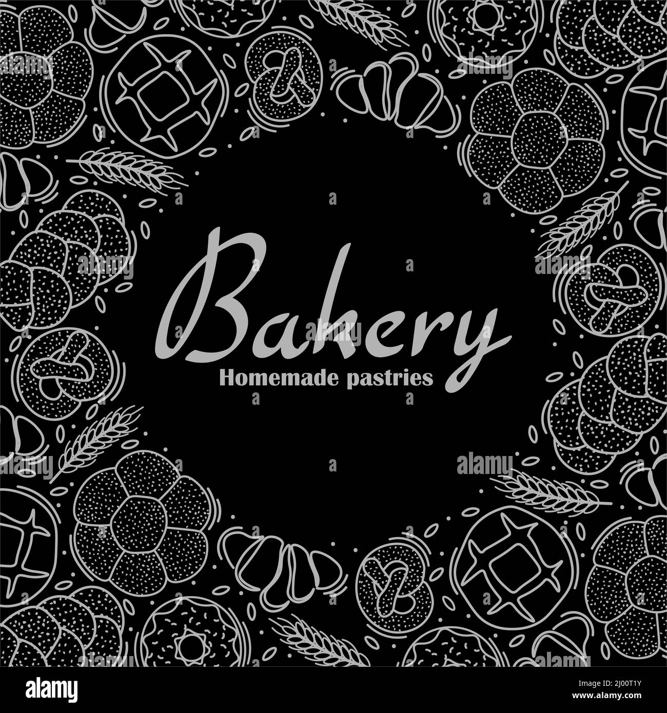 Trendy vector design for bakery or cafe.Illustrations of buns, bread ...