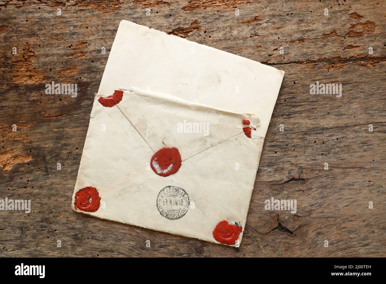 Old Envelope and Letter on a original 1800s wooden background Stock ...
