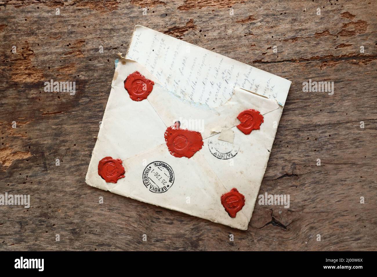 Old Envelope and Letter on a original 1800s wooden background Stock ...