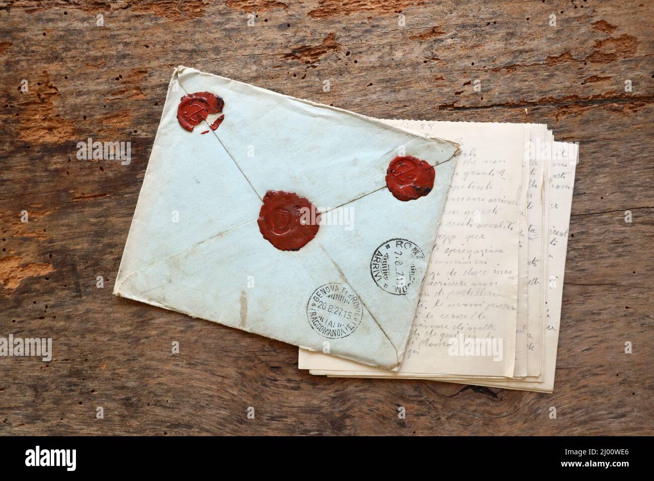 Old Envelope and Letter on a original 1800s wooden background Stock ...
