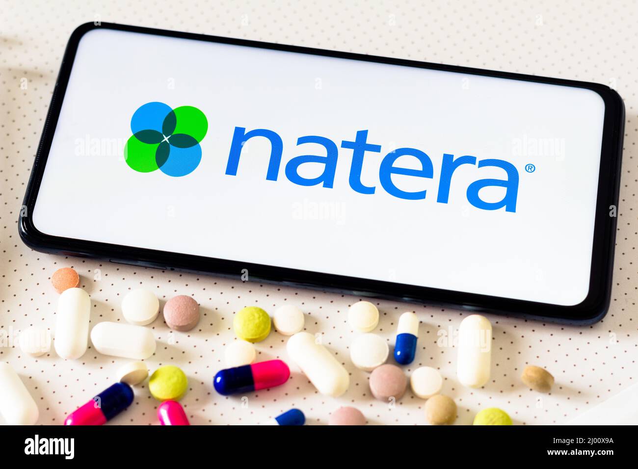 In this photo illustration the Natera logo seen displayed on a ...