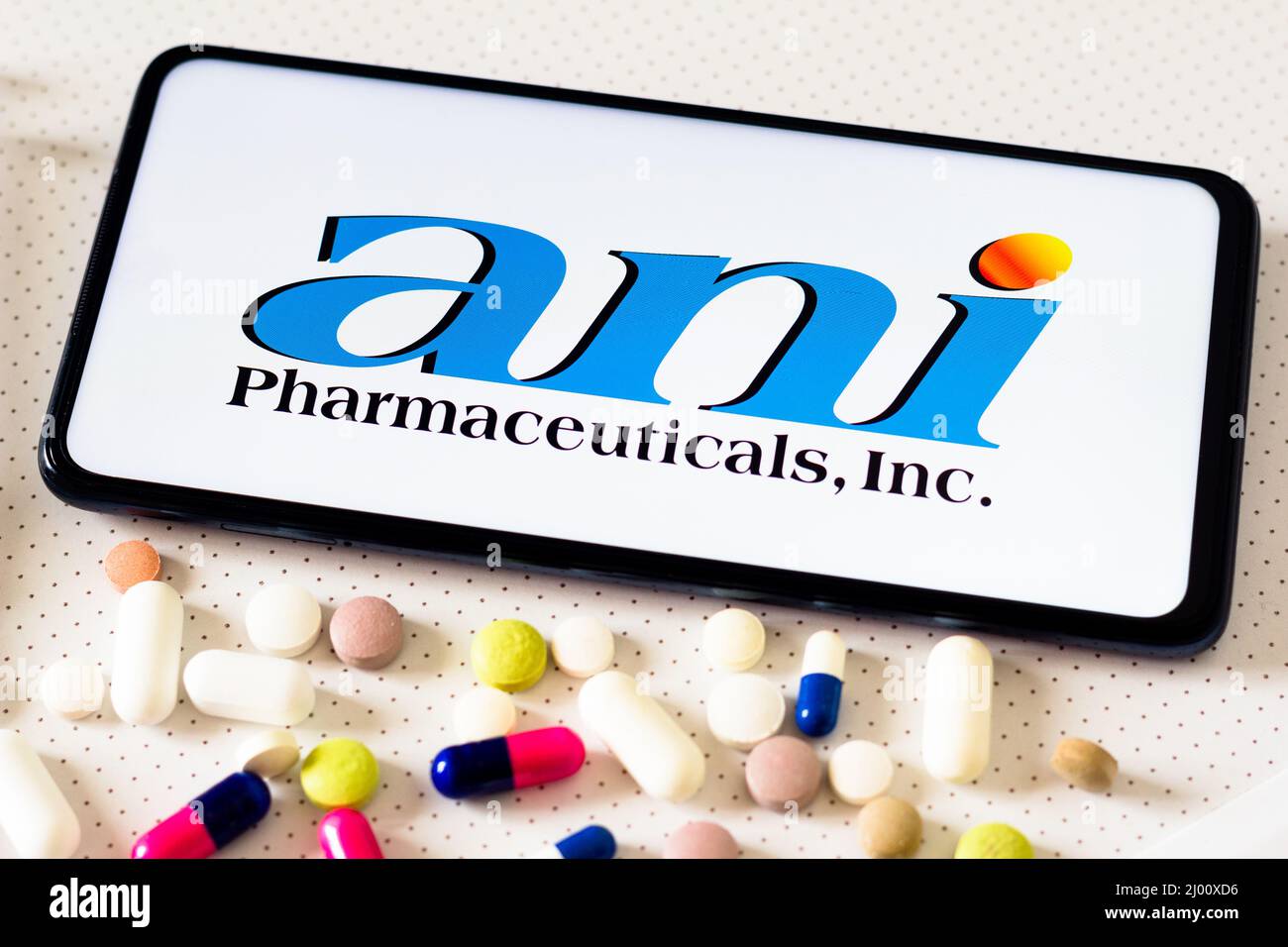 In this photo illustration the ANI Pharmaceuticals logo seen displayed ...