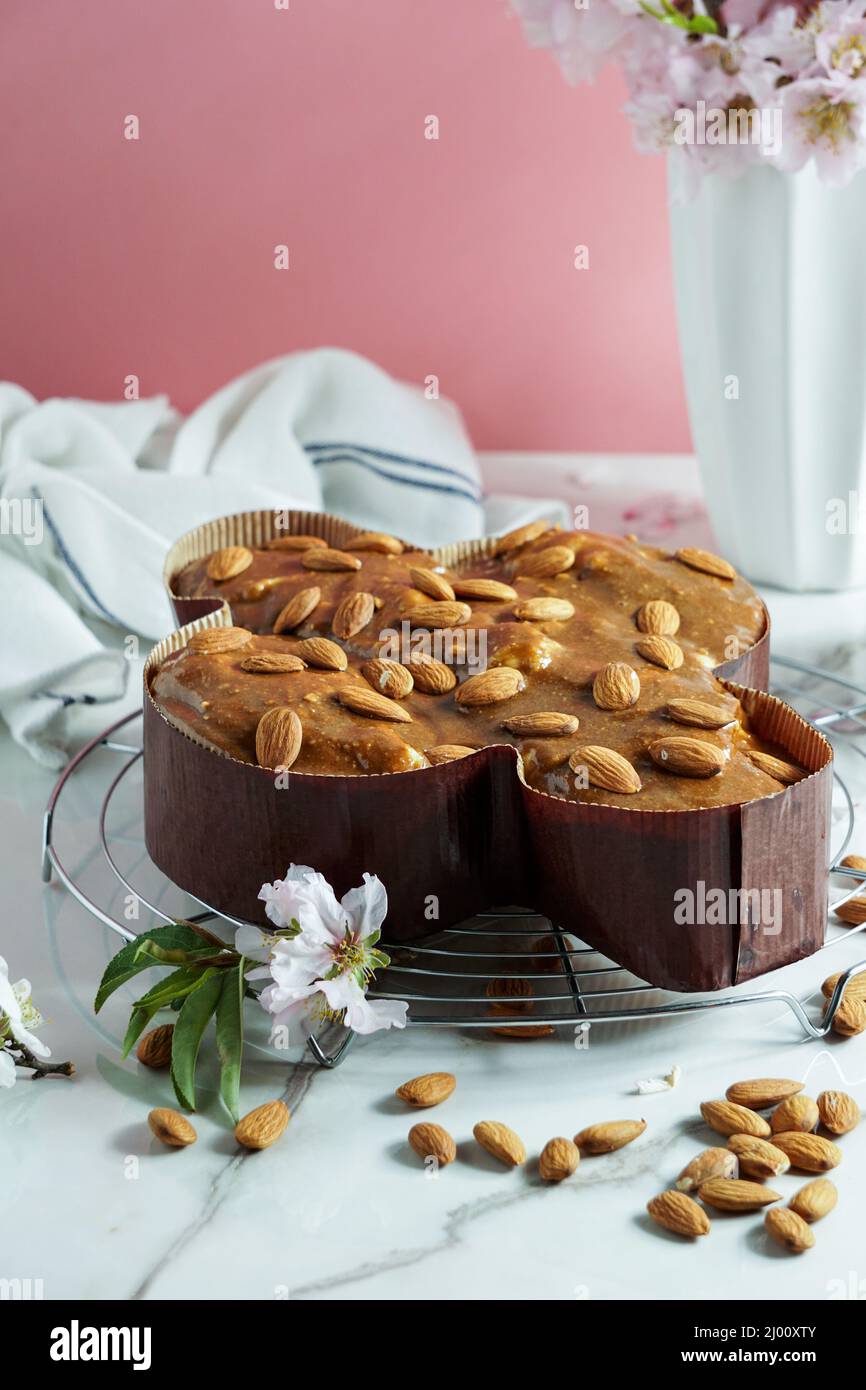 Colomba - traditional italian easter dove cake, process of decorating ...