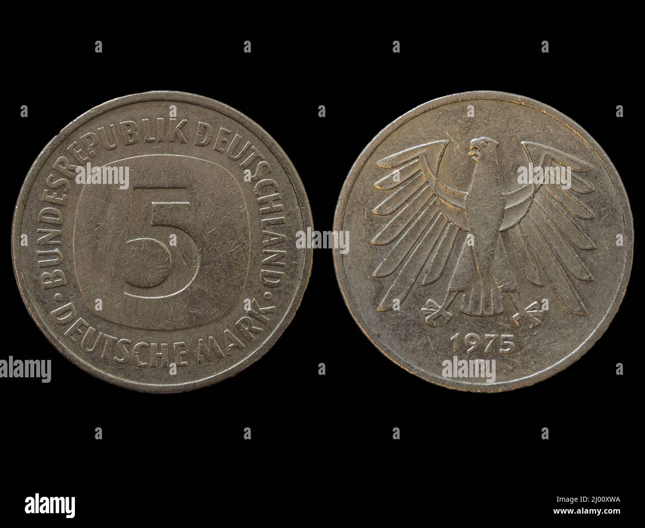 Top view of the front and back of a historic West Germany deutsche mark ...
