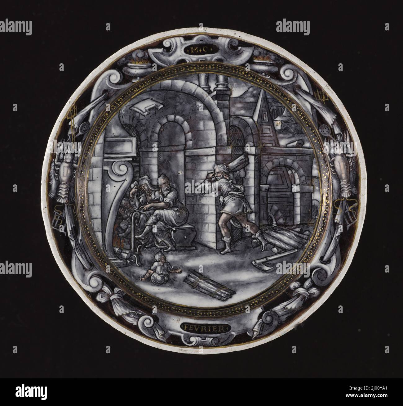 Calendar Plate for February (Chopping Wood). Martial Courteys (France ...