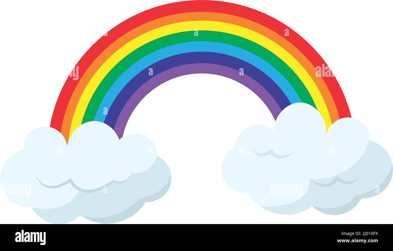 Isolated rainbow between pair of clouds icon Vector illustration Stock ...