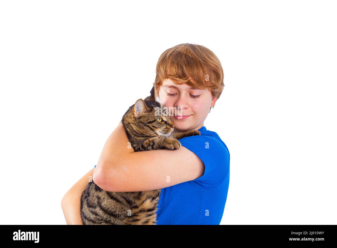 boy hugging with his cat Stock Photo - Alamy