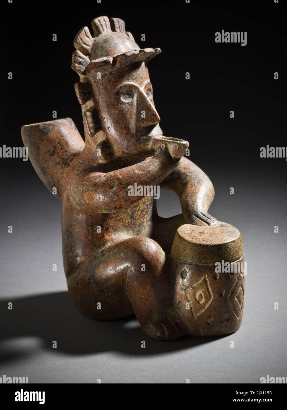 Seated Drummer. Mexico, Colima, 200 BCE–500 CE. Ceramics. Slip-painted ...