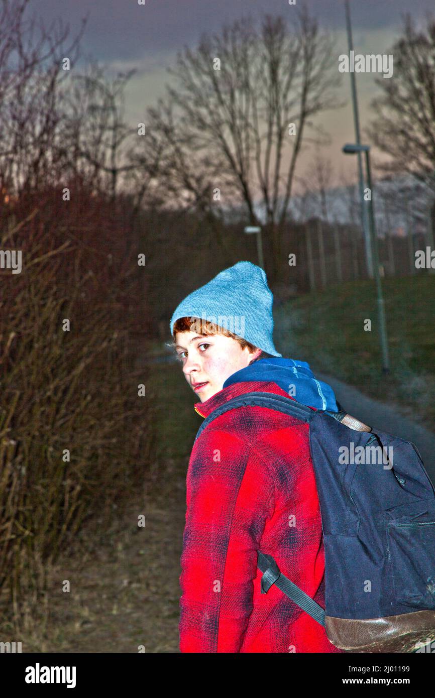 portrait of young teenage boy in the night Stock Photo - Alamy
