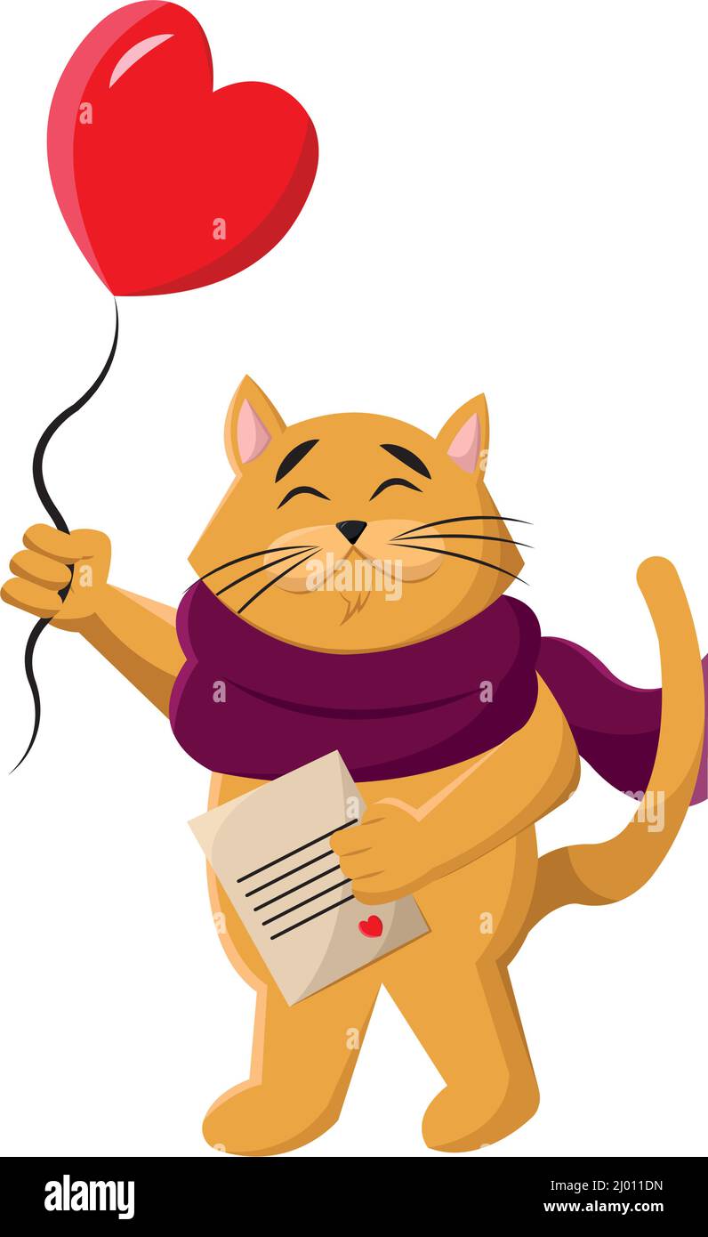 Isolated happy cat cartoon with a balloon Vector Stock Vector Image ...