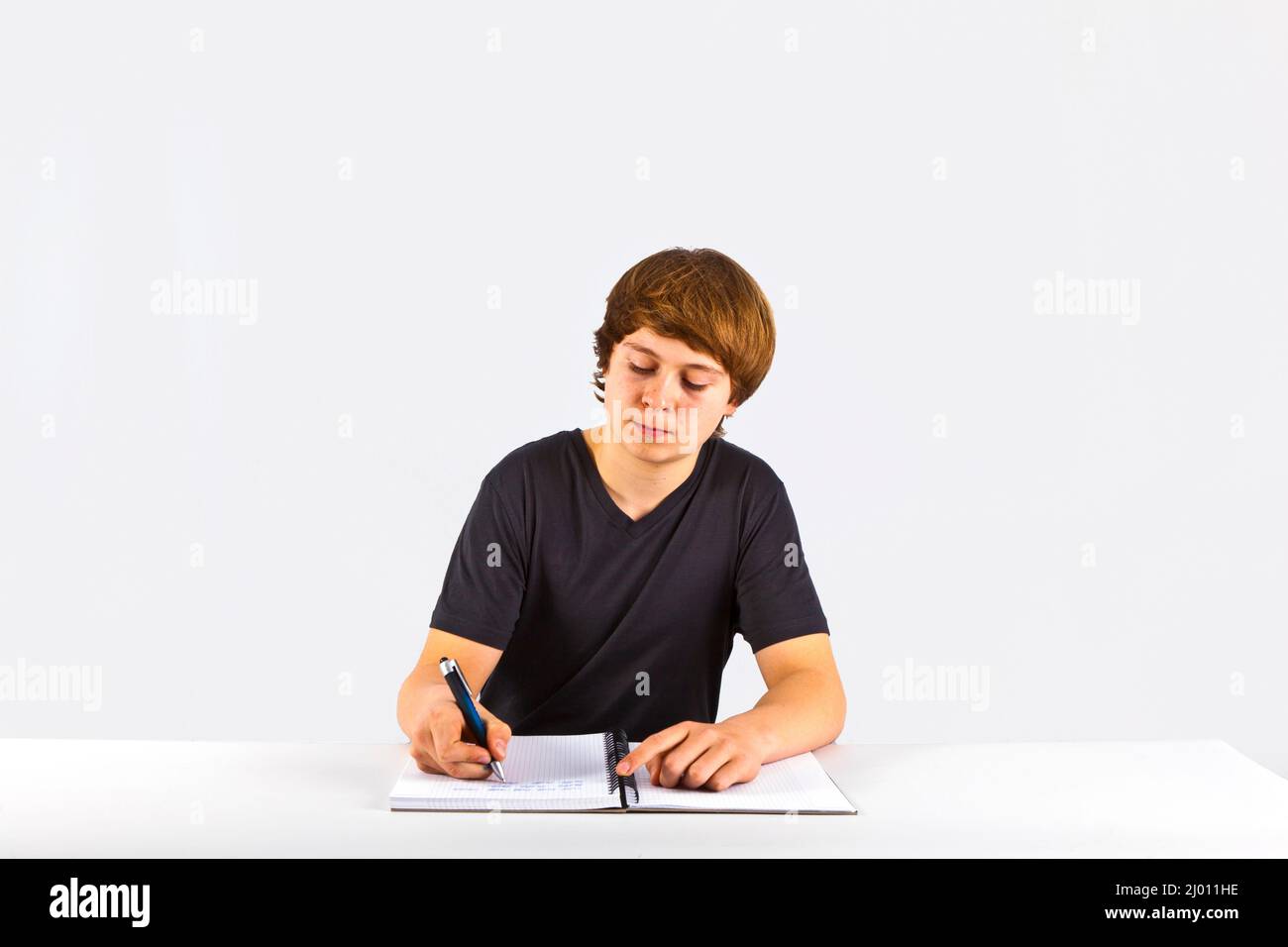 cute pupil doing homework for school Stock Photo - Alamy