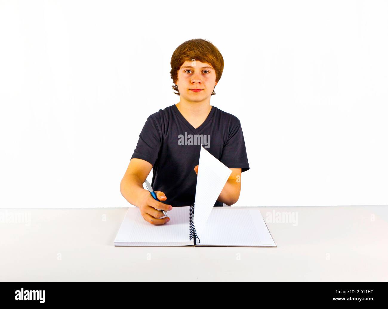 cute pupil doing homework for school Stock Photo - Alamy