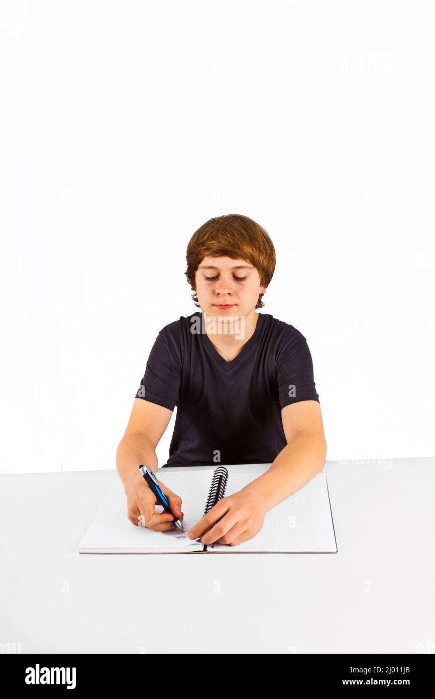 cute pupil doing homework for school Stock Photo - Alamy