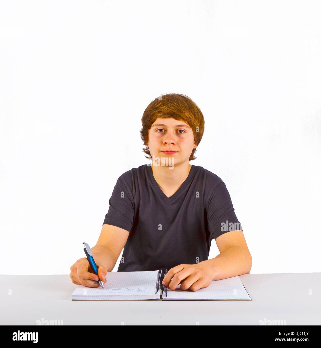 cute pupil doing homework for school Stock Photo - Alamy