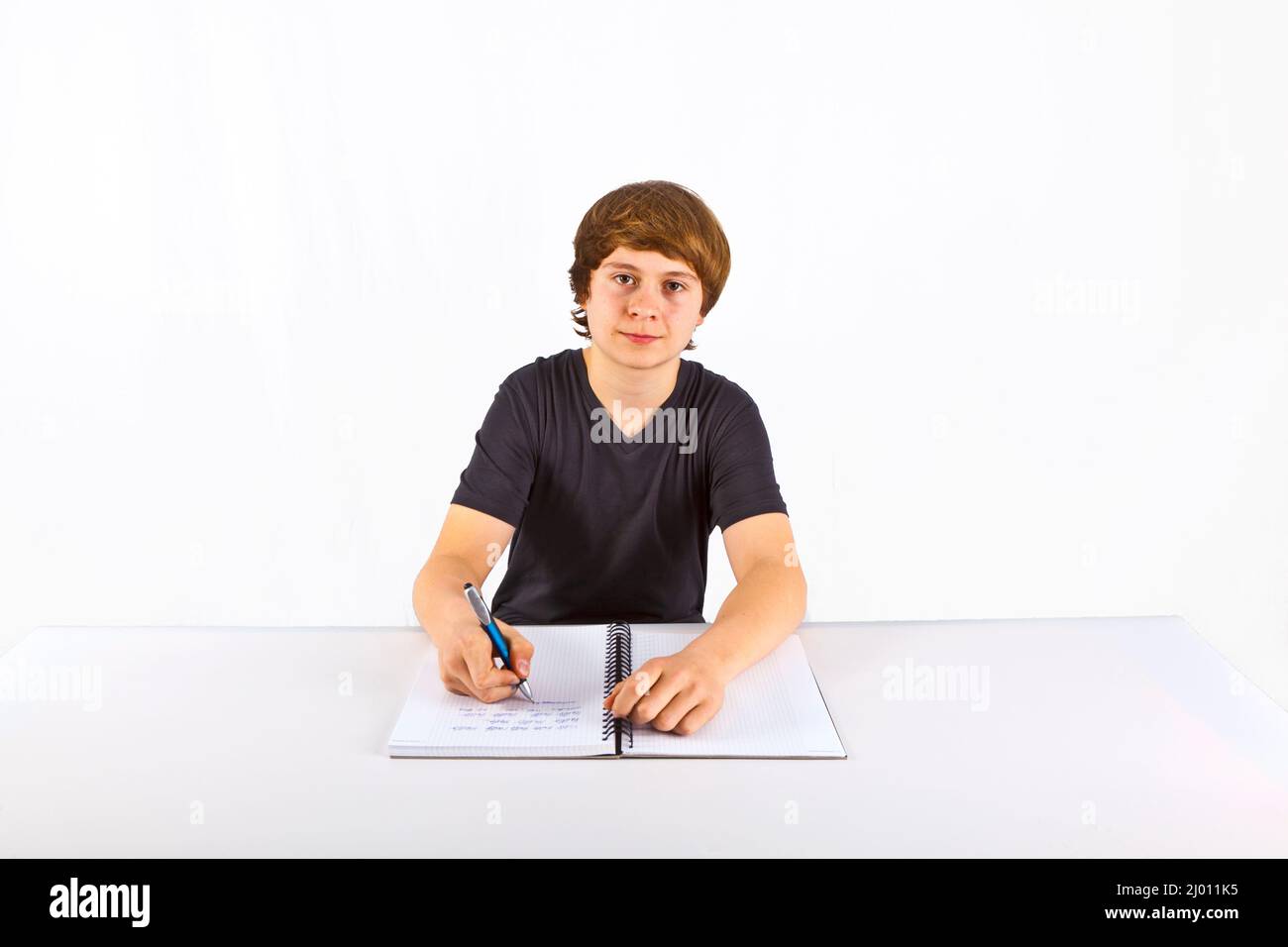 cute pupil doing homework for school Stock Photo - Alamy