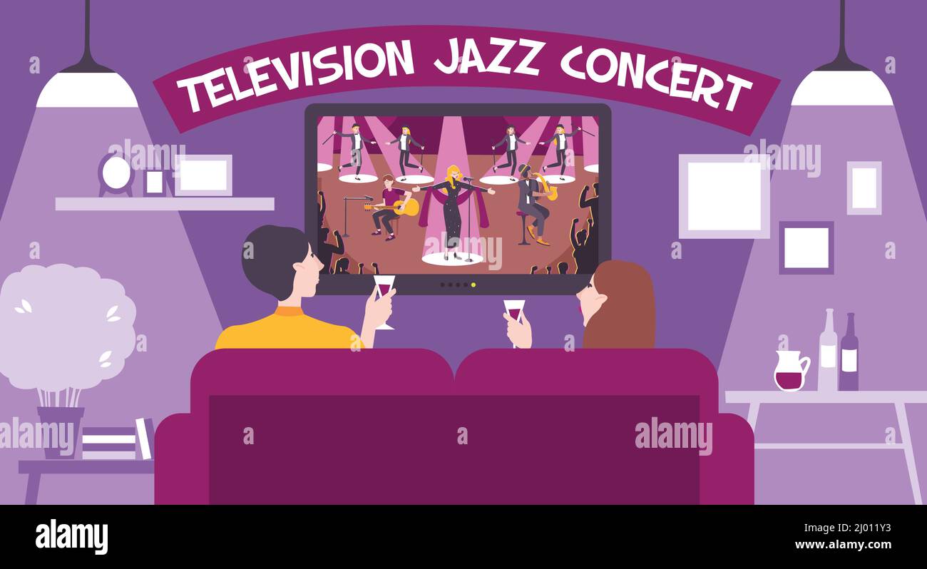 Tv concert show composition with television jazz concept headline and ...