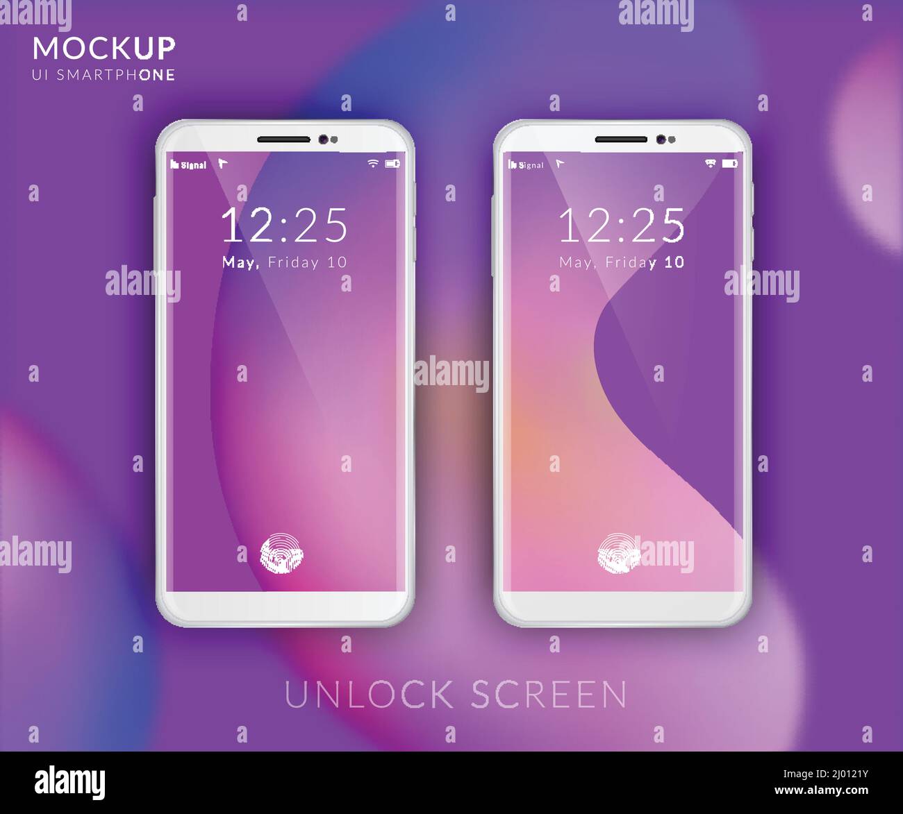 Realistic mobile smartphones template user interface set with images of ...