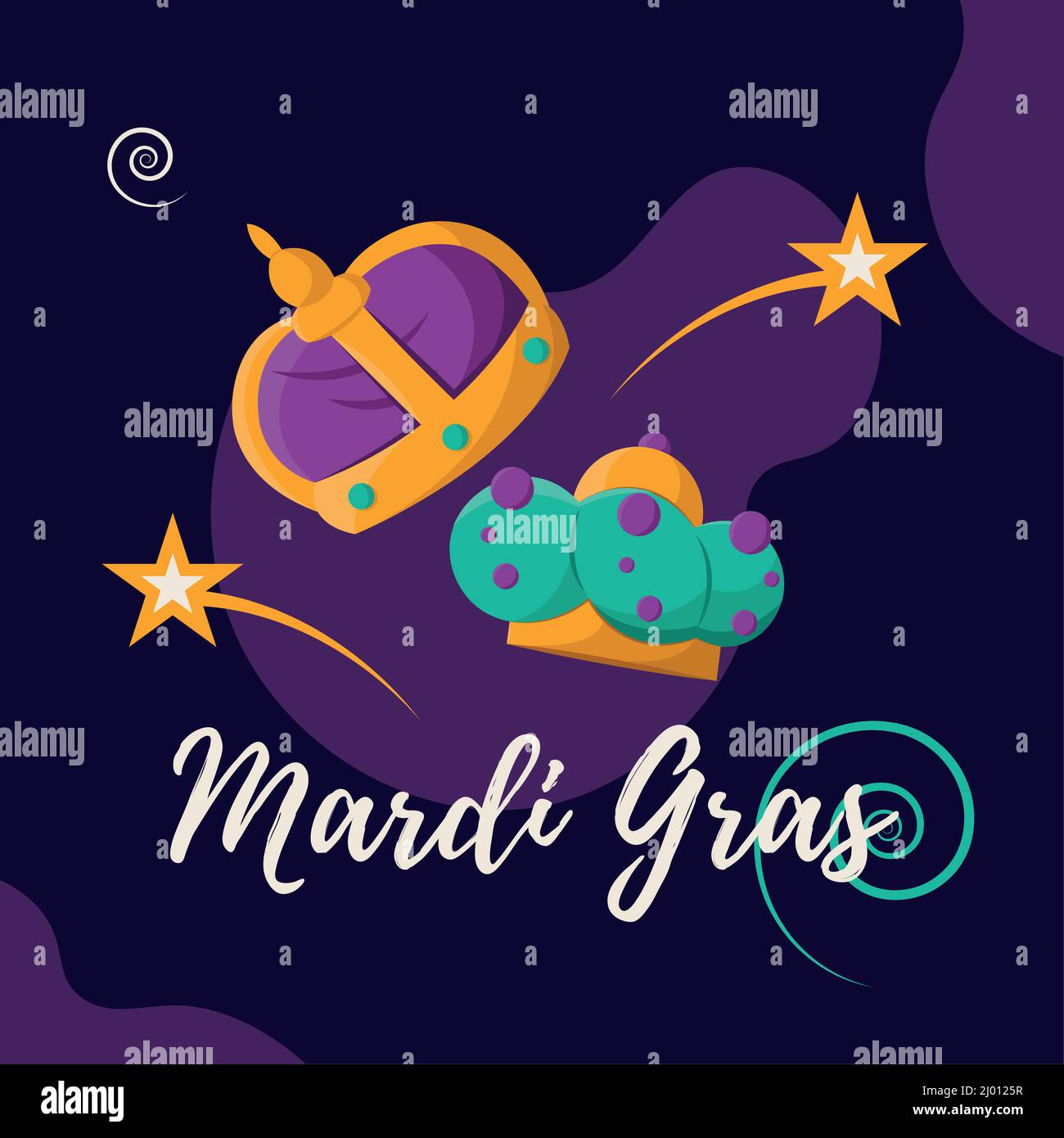 Pair of golden crowns for king and queen Purple mardi gras template ...