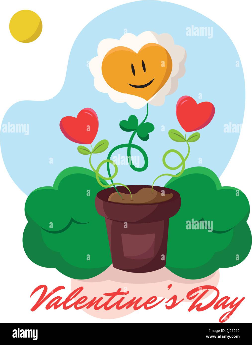 Isolated sunflower with a happy face Valentine day Vector Stock Vector ...