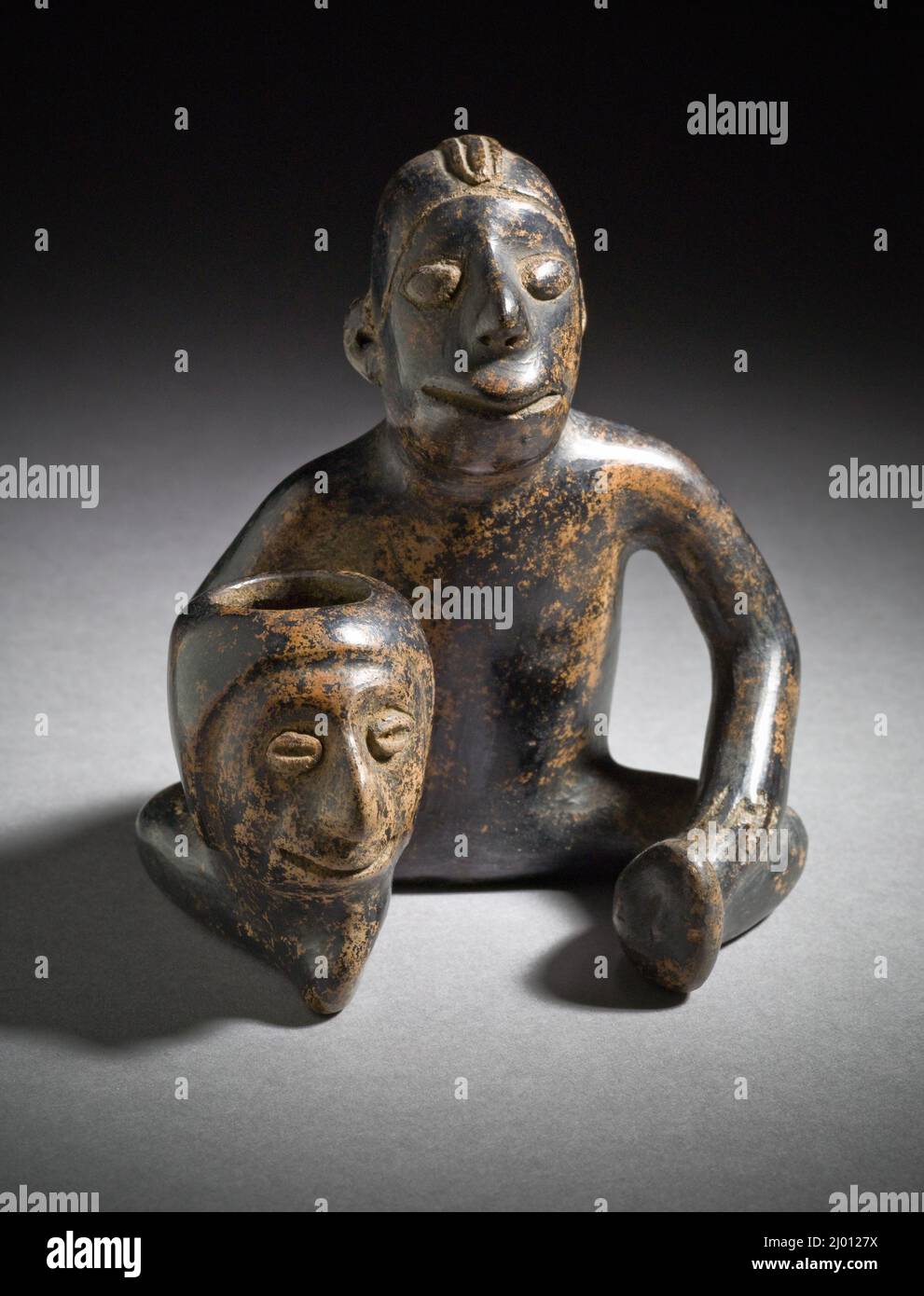 Seated Male Holding Head Vessel. Mexico, Colima, Colima, 200 BCE–400 CE ...
