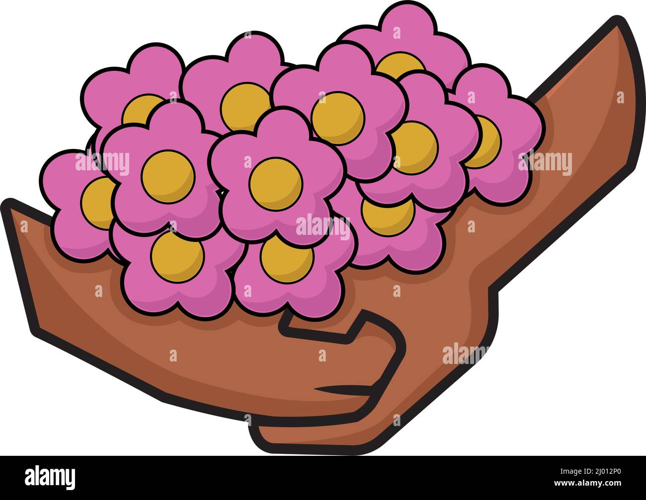 Pair of hands holding a group of flowers Vector Stock Vector Image ...