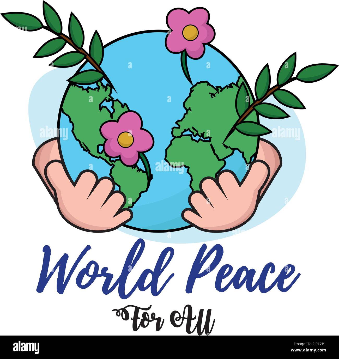 Isolated pair of hands holding an earth globe World peace Vector Stock ...