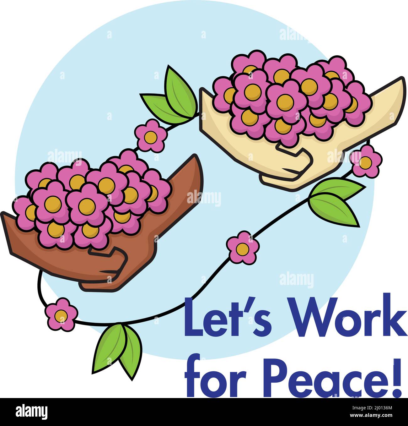 Hands holding a group of flowers Work for peace Vector Stock Vector ...