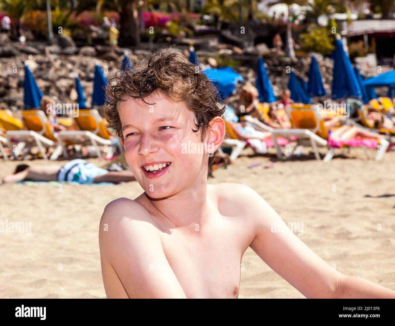 happy guy enjoying the beach Stock Photo - Alamy