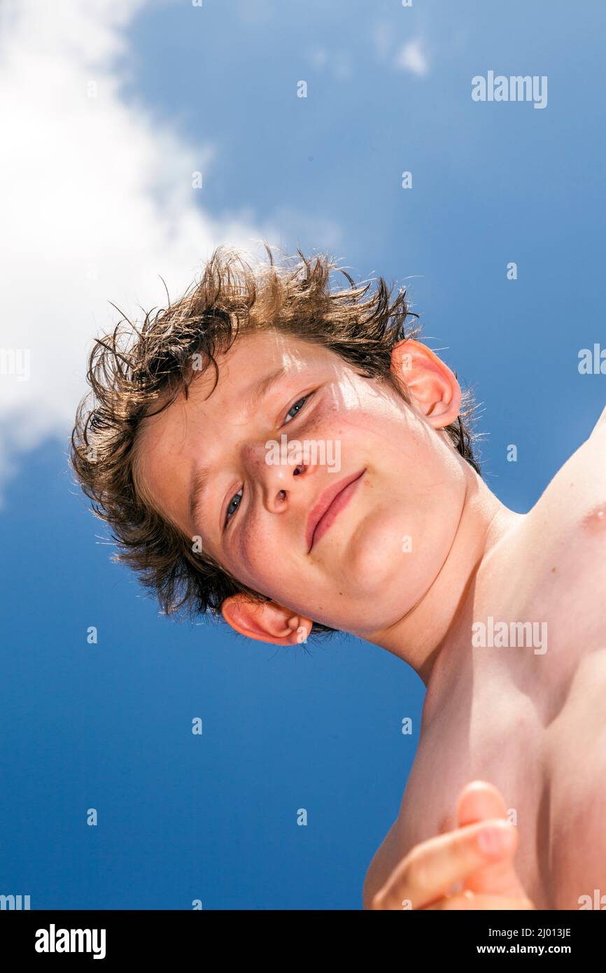 happy guy enjoying the beach Stock Photo - Alamy