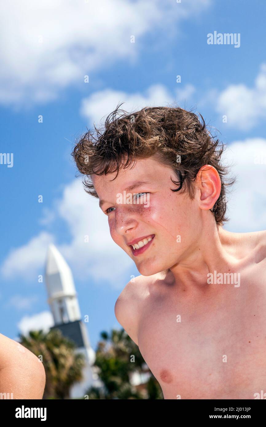 happy guy enjoying the beach Stock Photo - Alamy