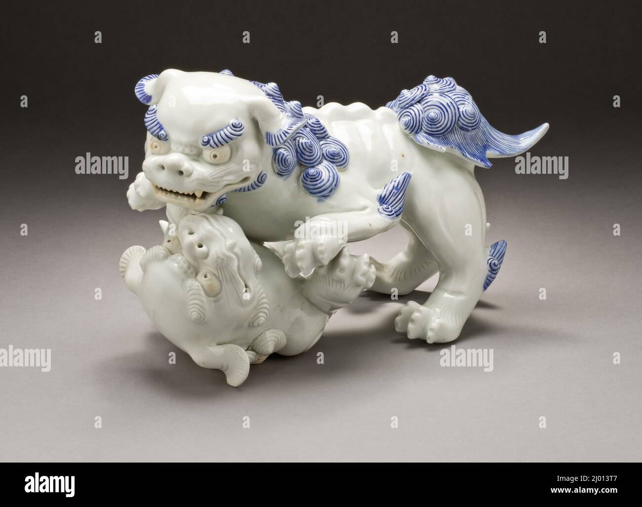 Wrestling Chinese Lions. Japan, late 19th century. Ceramics. Hirado ...