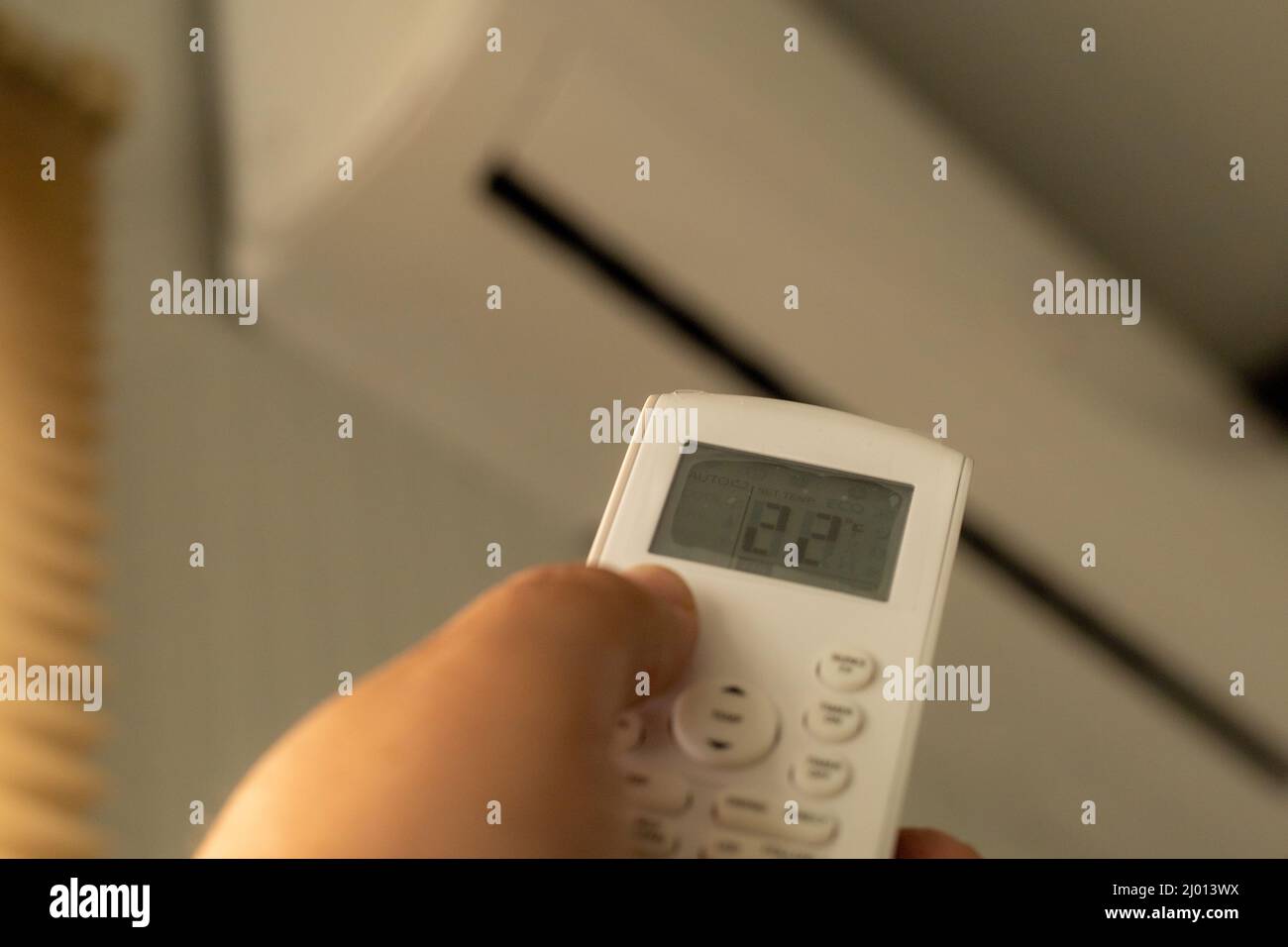 detail of a control to set the air conditioning to avoid cold and heat ...