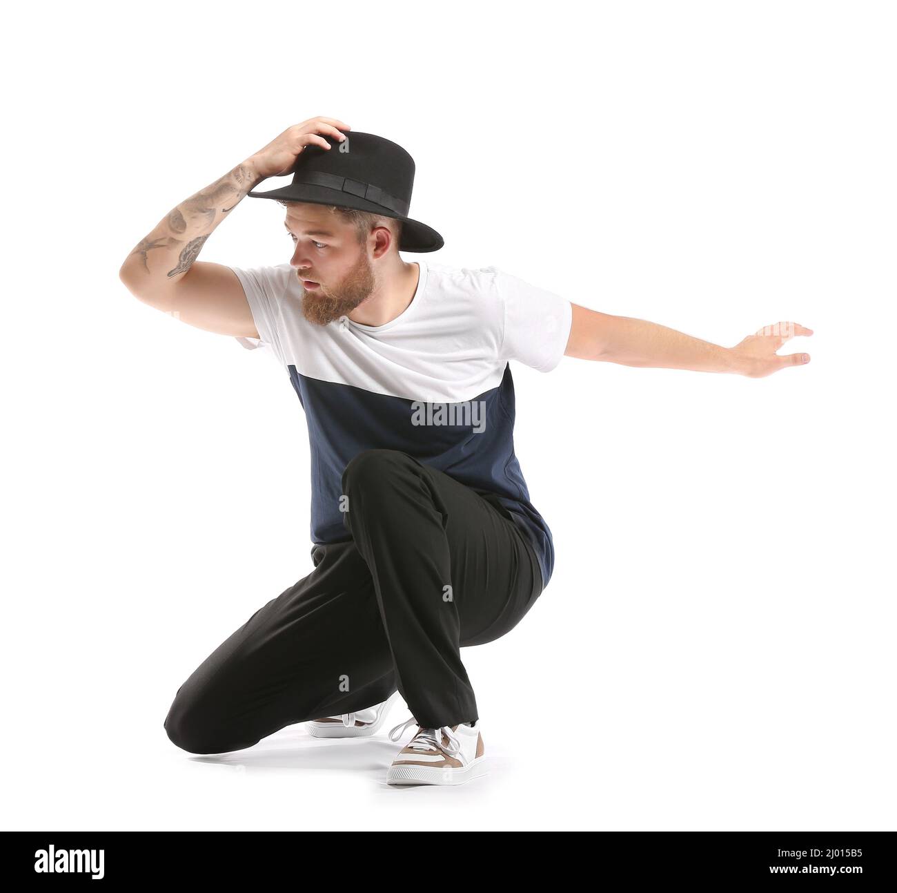 Cool dancing young man isolated on white Stock Photo - Alamy