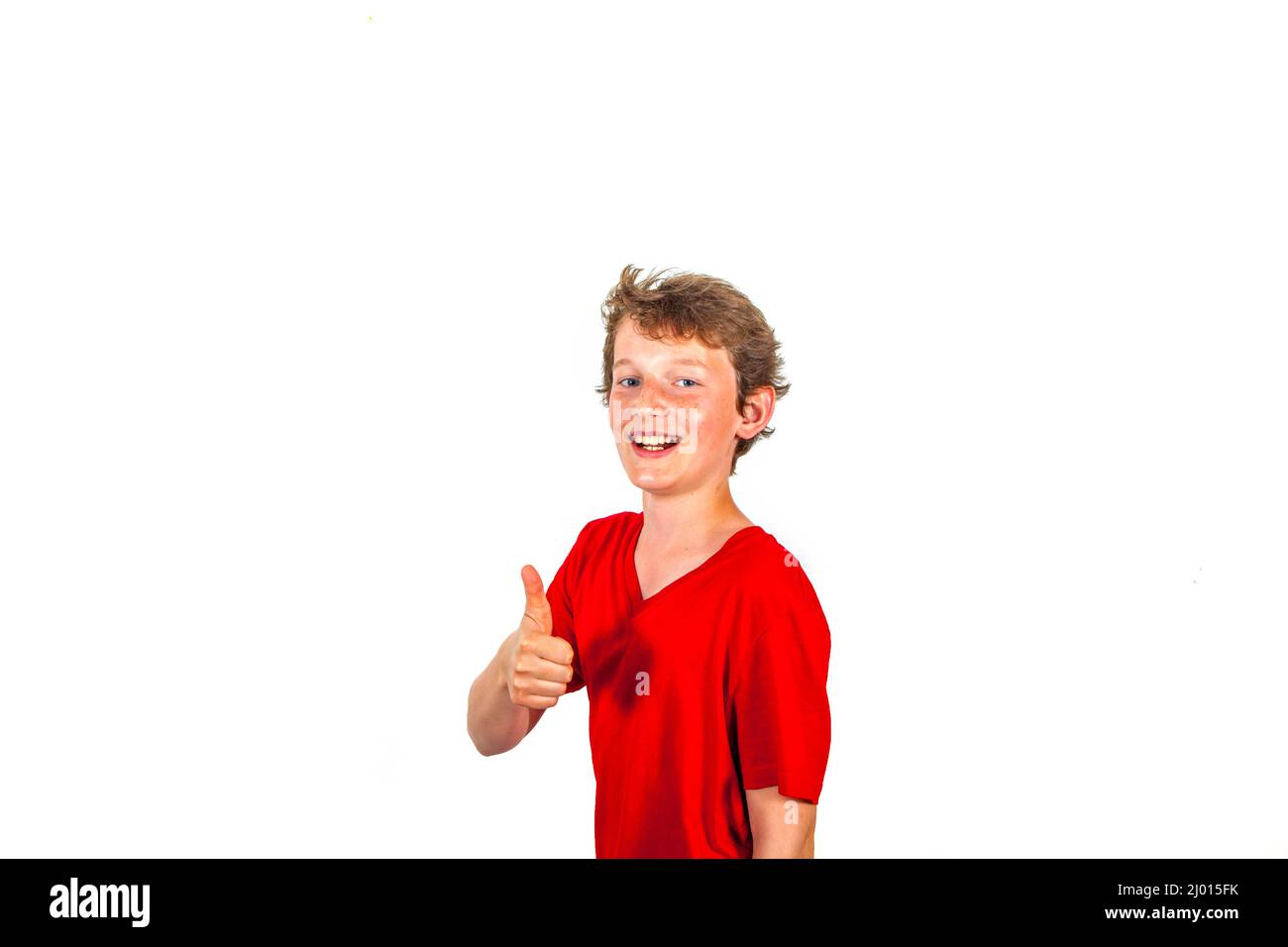 happy joyful boy gives sign Stock Photo - Alamy