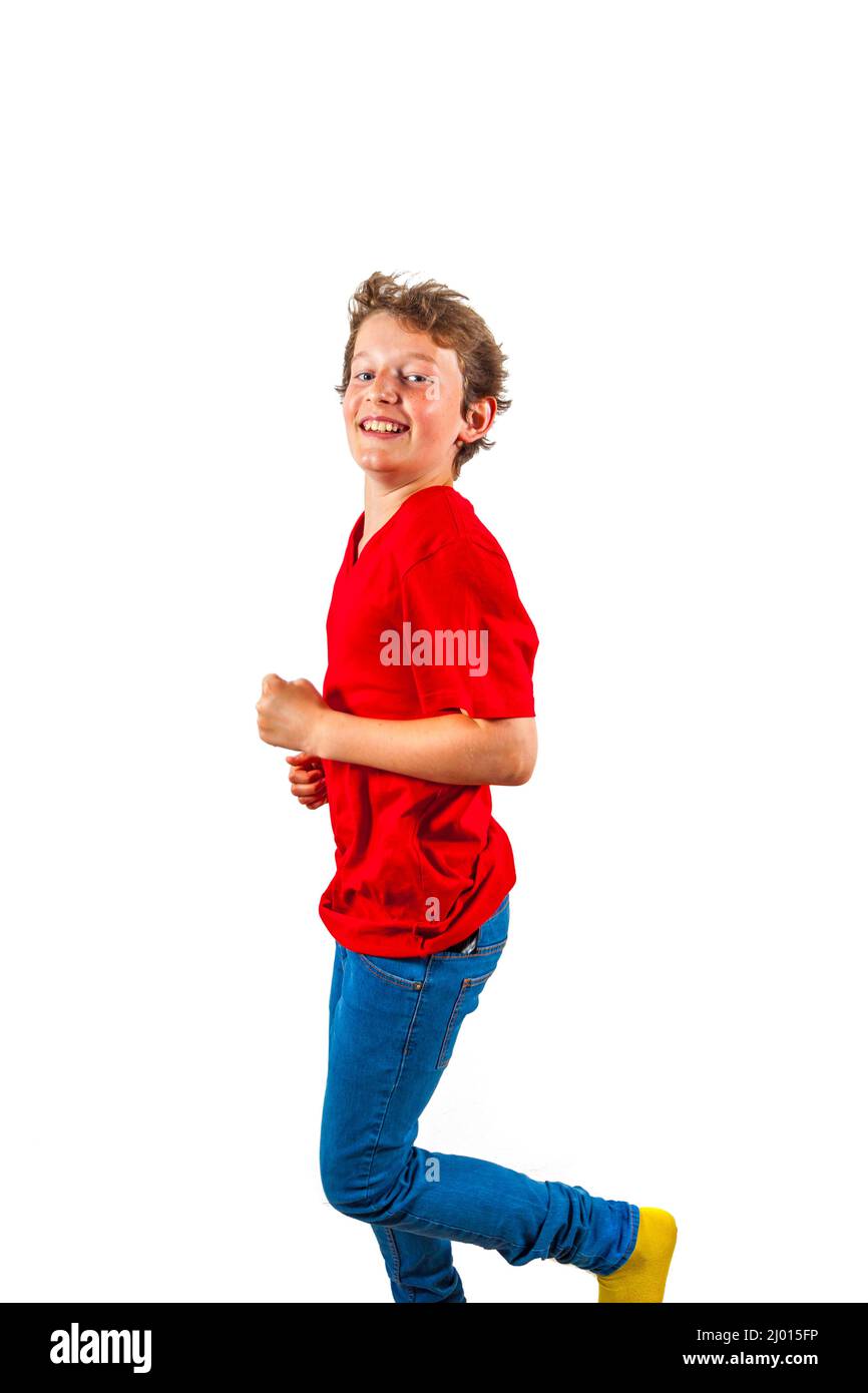 happy joyful boy enjoy life, isolated on white Stock Photo - Alamy