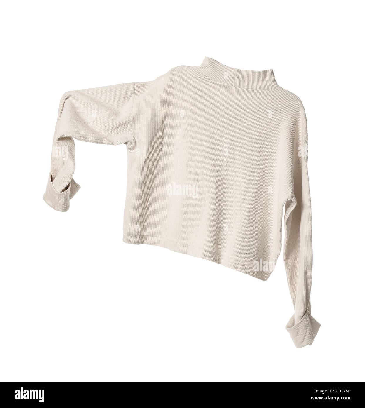 Flying stylish sweater on white background Stock Photo - Alamy