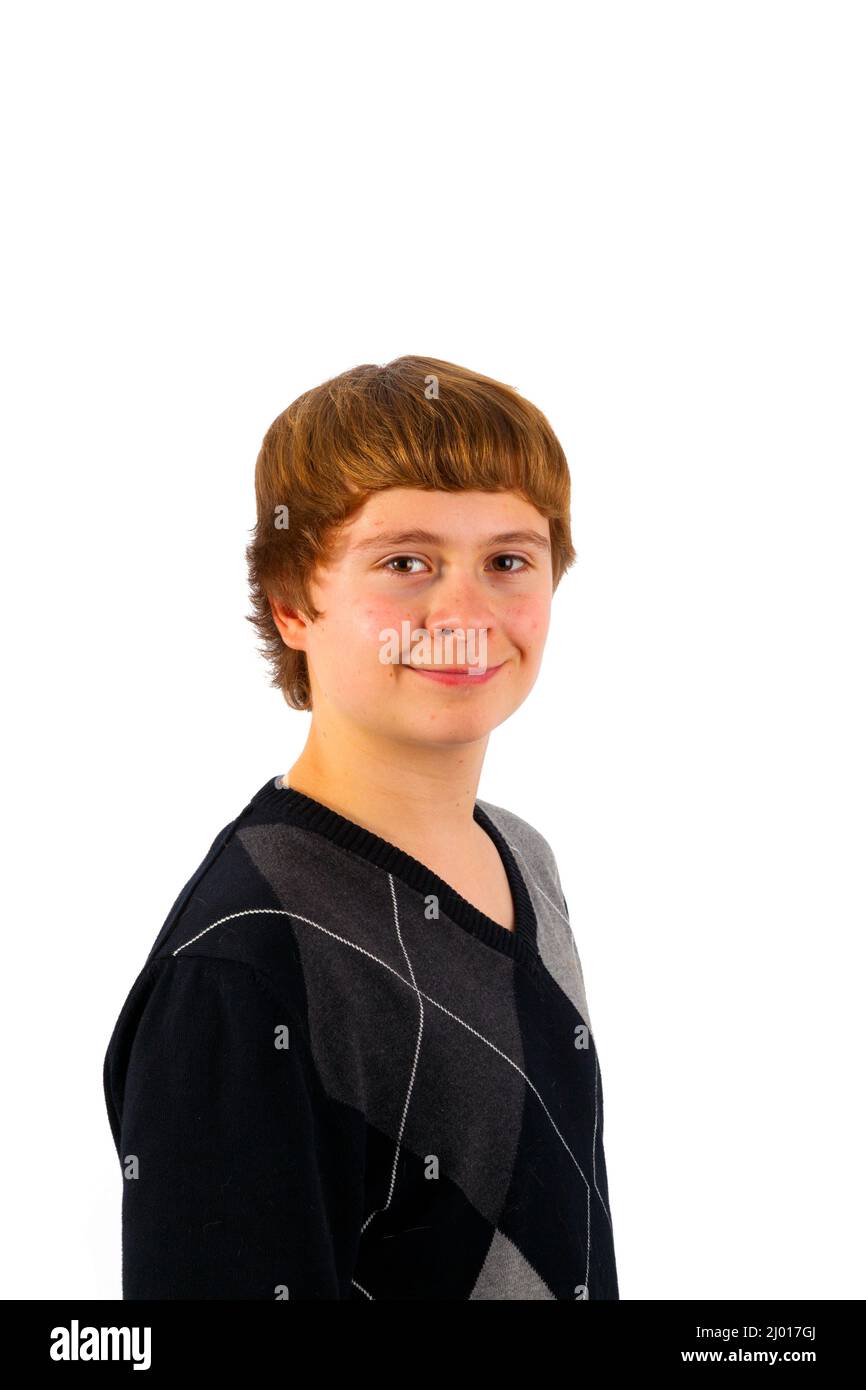 smart happy young boy posing in studio Stock Photo - Alamy
