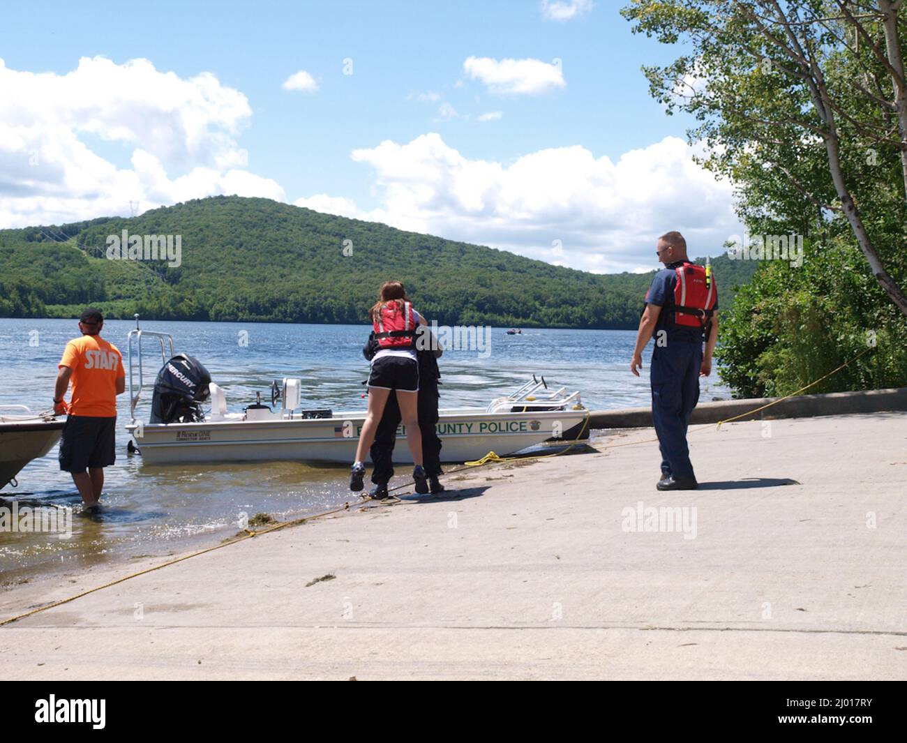 Search and Rescue team water rescue drill Stock Photo - Alamy