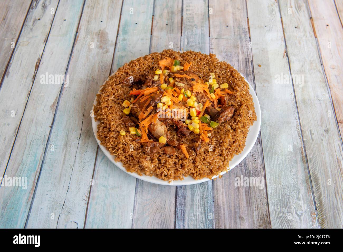 rice with chicken and vegetable dressing Stock Photo - Alamy