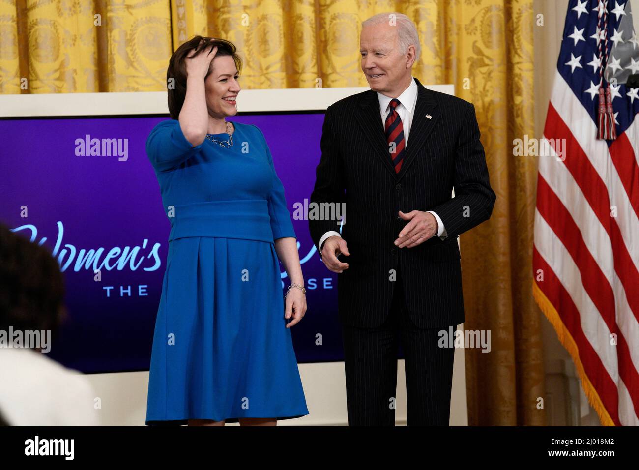Washington, DC, March 15, 2022. U.S. President Joe Biden greets first ...