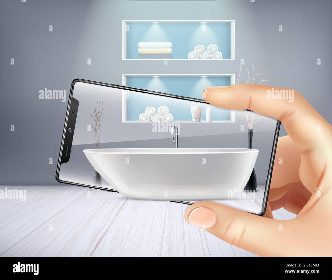 Augmented reality smartphone application and bathroom interior ...