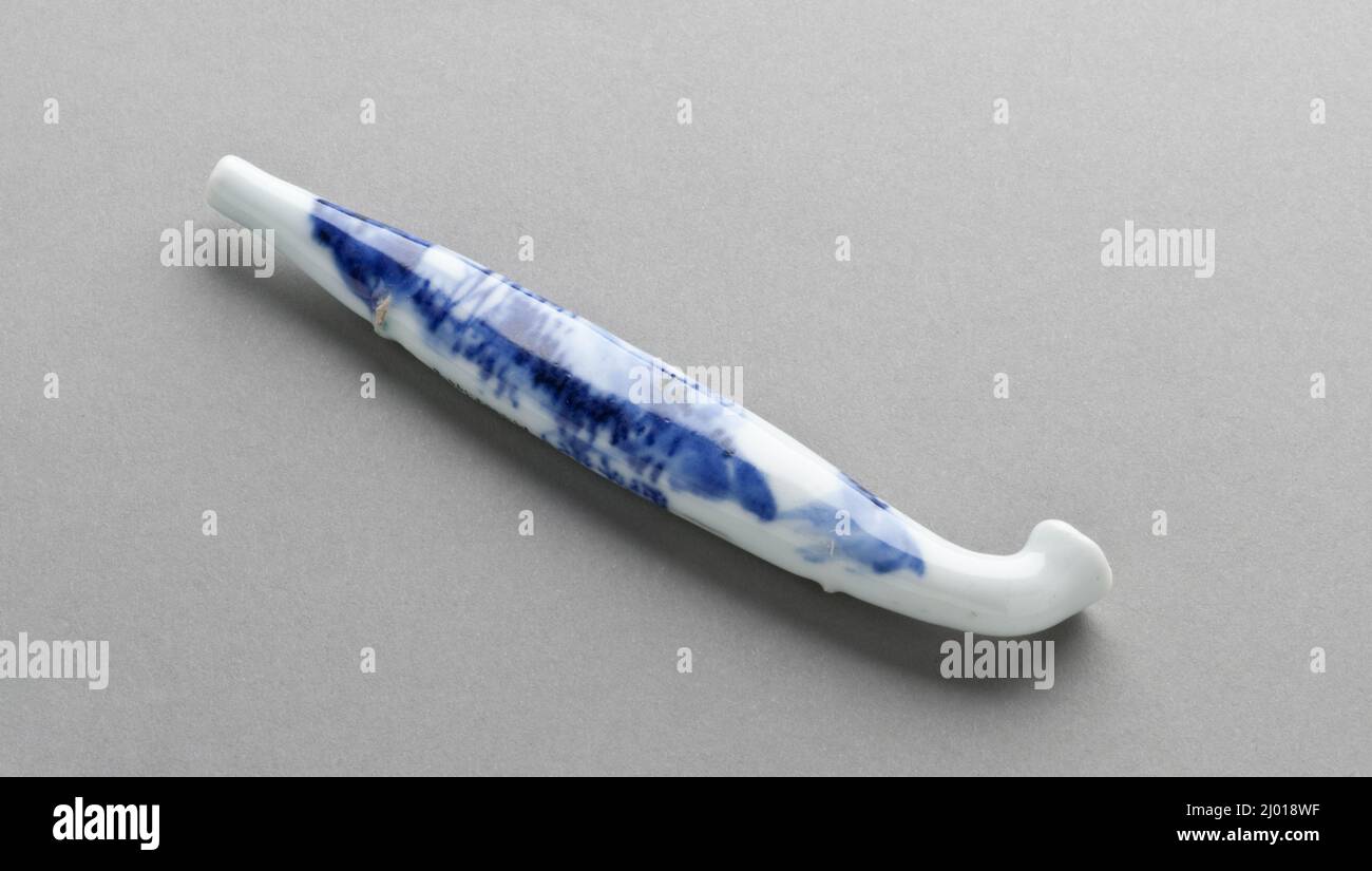 Pipe with Mi-style Painted Landscape Design. Japan, 19th century ...