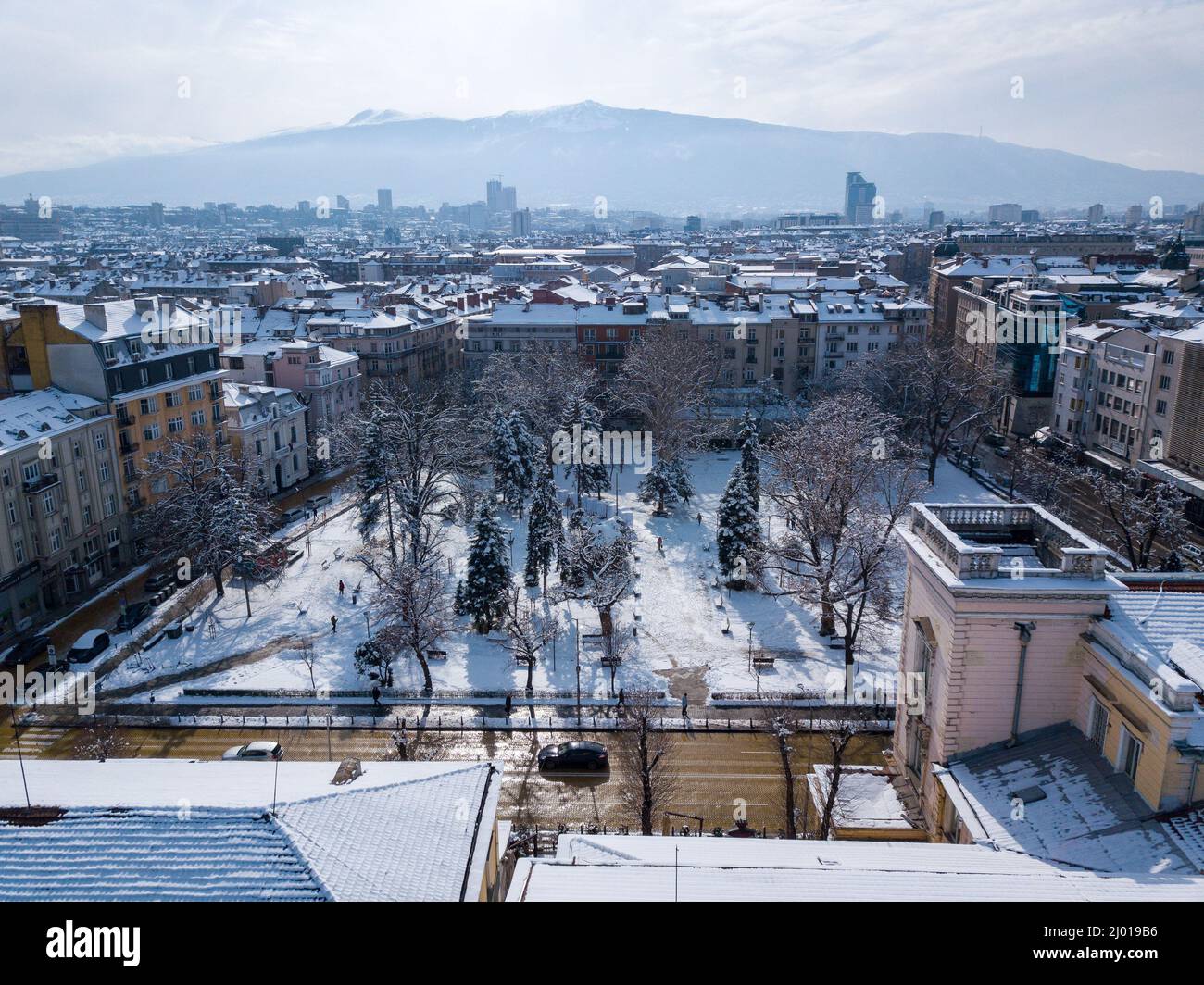 Aerial view of Sofia city in Bulgaria during the winter Stock Photo - Alamy